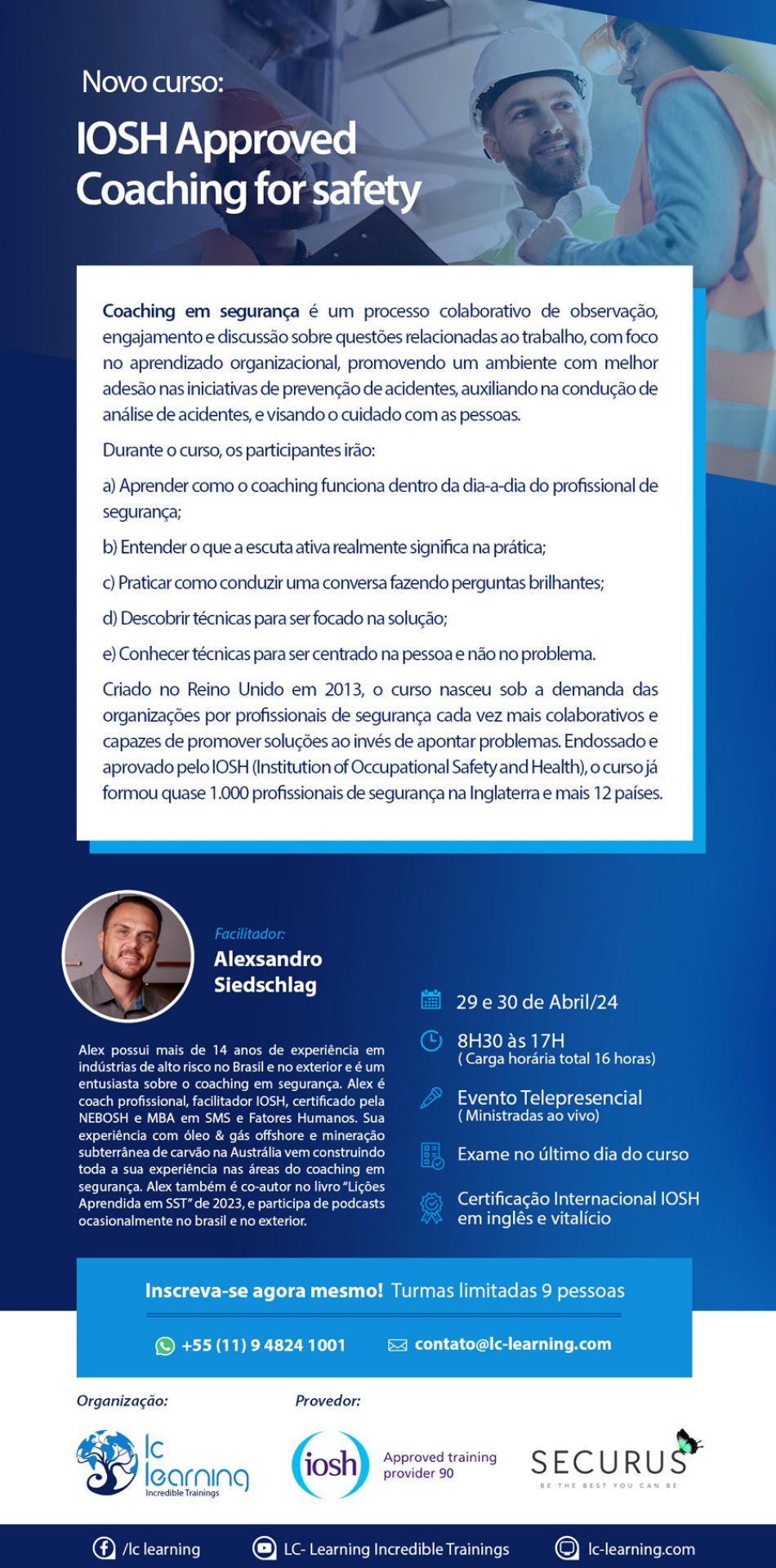 IOSH Approved Coaching For Safety - LC Learning - NEBOSH, IOSH, IEMA, CIEH